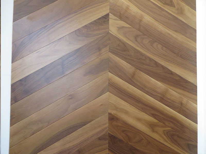 American walnut Chevron parquet engineered wood flooring; Chevron in ...